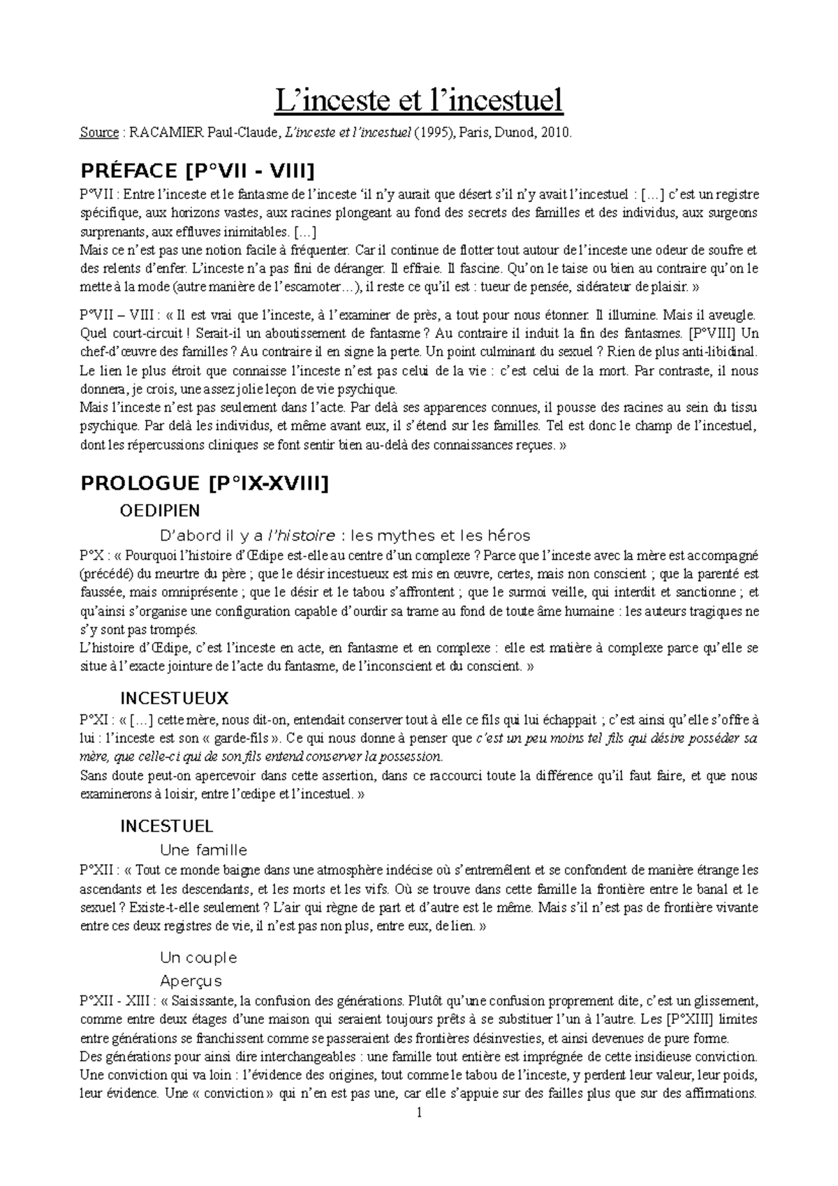 L'inceste et l'incestuel - P-C Racamier - L’inceste et l’incestuel ...
