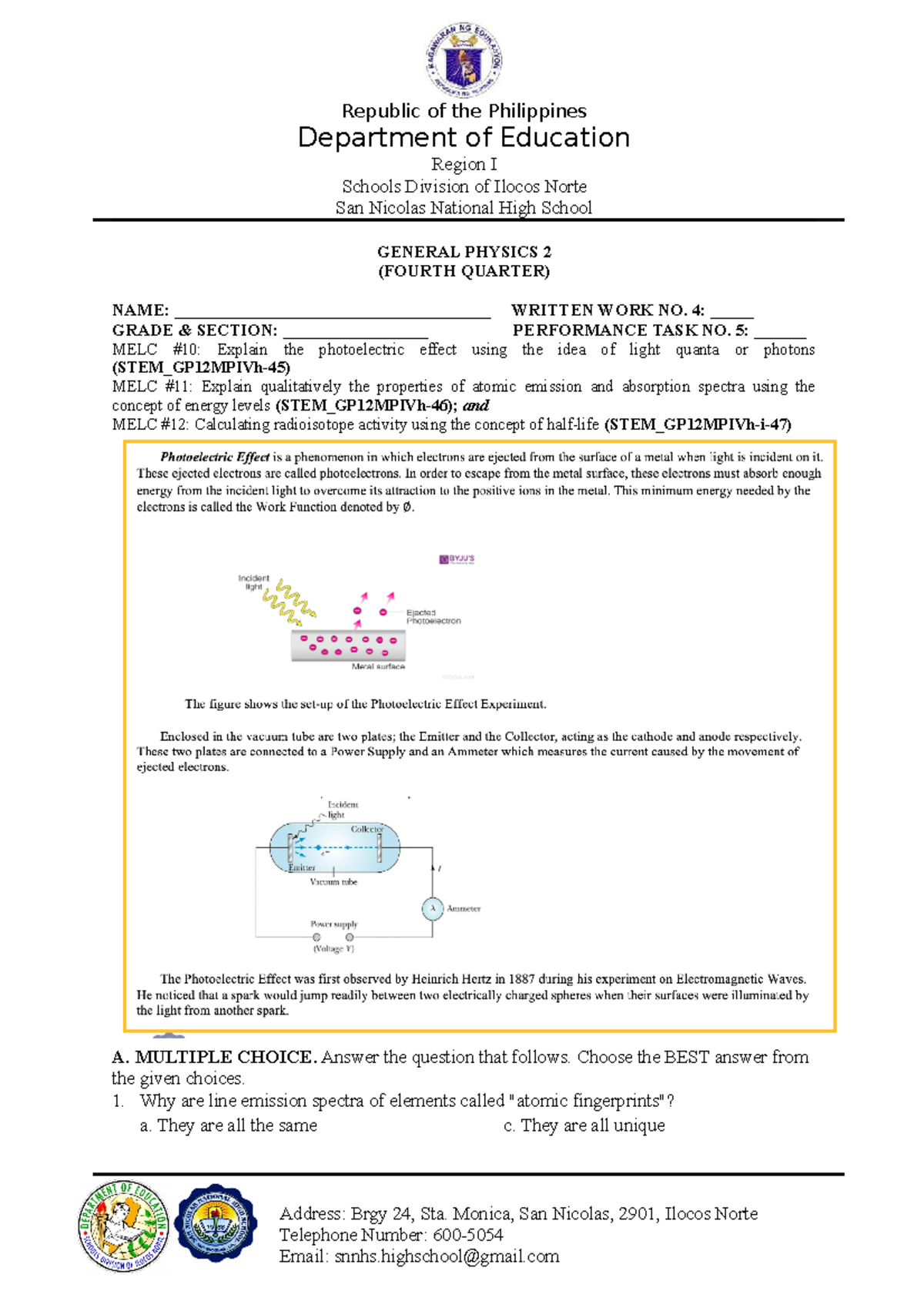 GEN Physics 2 PAS Weeks 7 8 4TH Quarter - Department of Education ...