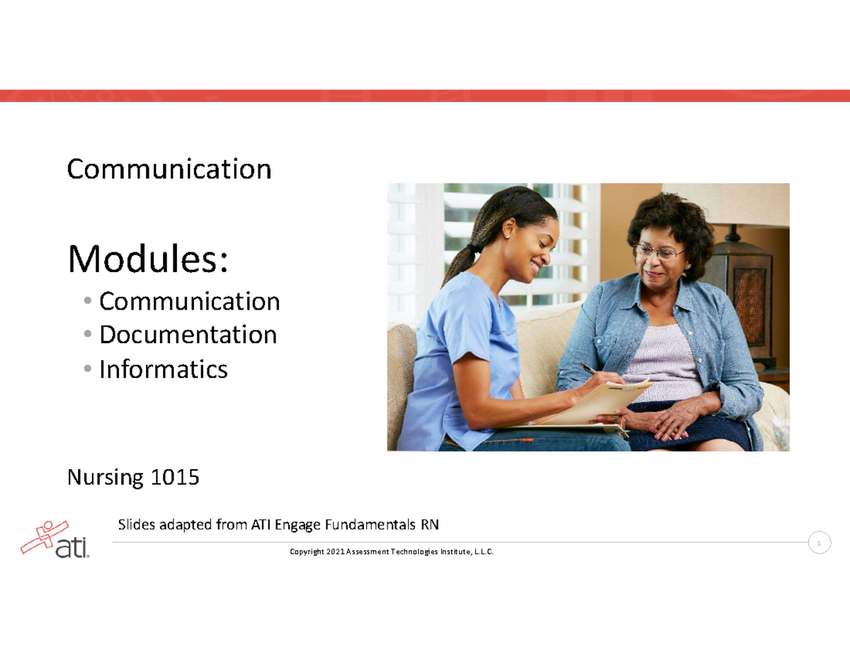 Communication - 1 Modules: • Communication • Documentation ...