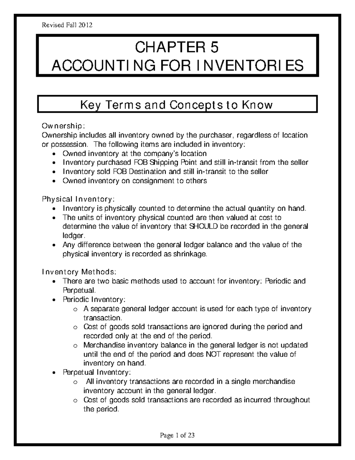 ACC101-Chapter 5new - Academics - CHAPTER 5 ACCOUNTI NG FOR I NVENTORI ...