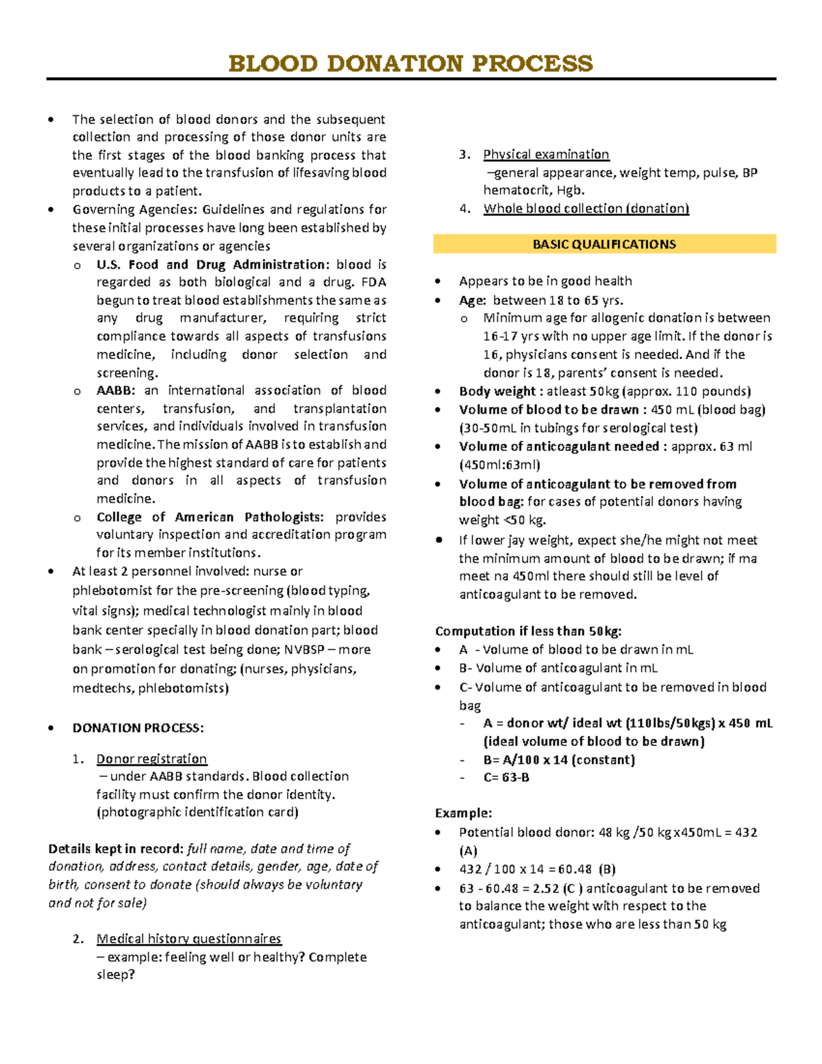 Blood-donpro - BLOOD DONATION PROCESS The selection of blood donors and ...