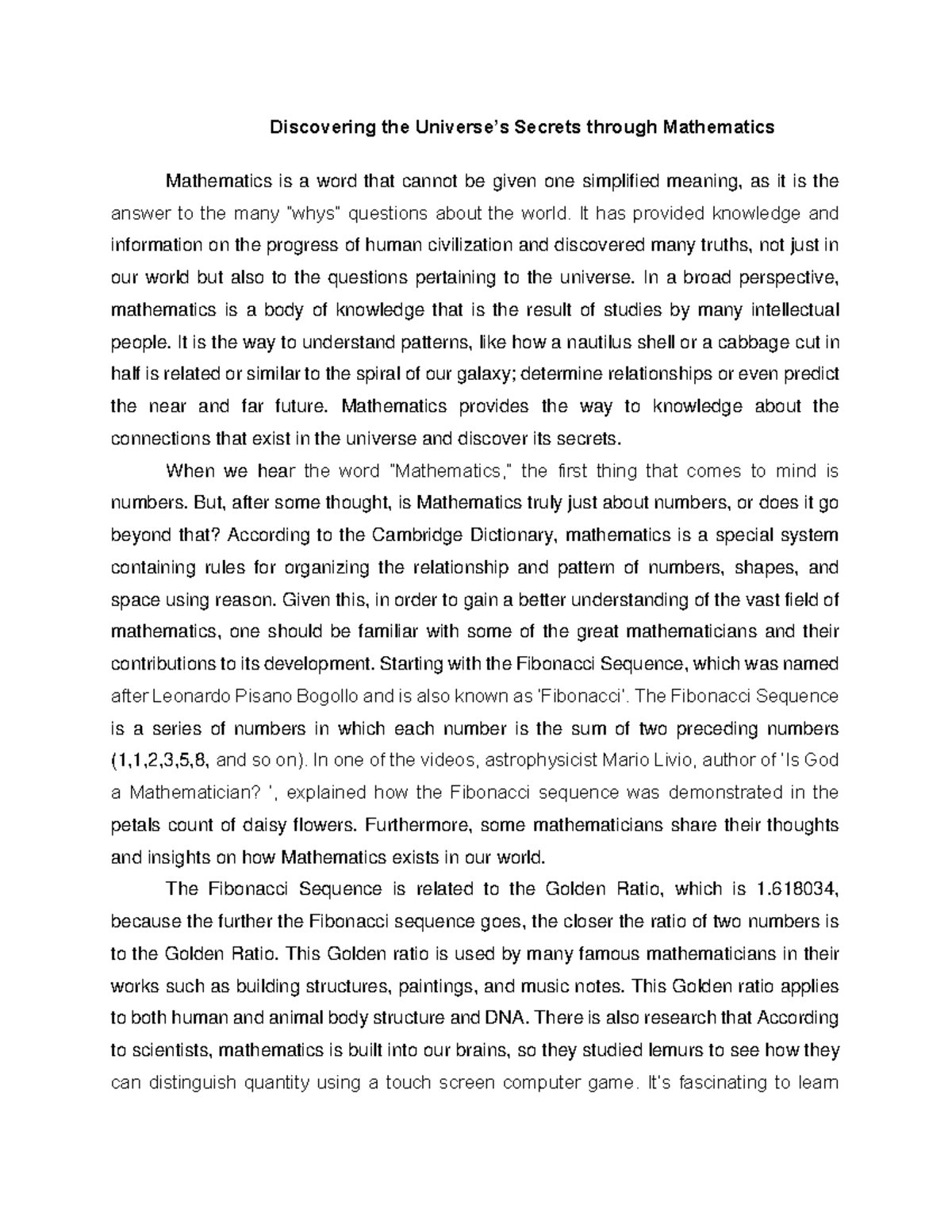 Discovering the Universe’s Secrets through Mathematics - Discovering ...