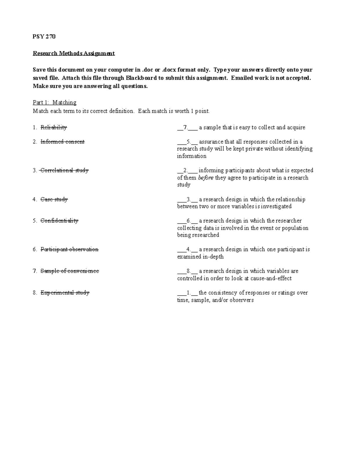 Research Methods Assignment rev FA16 - PSY 270 Research Methods ...
