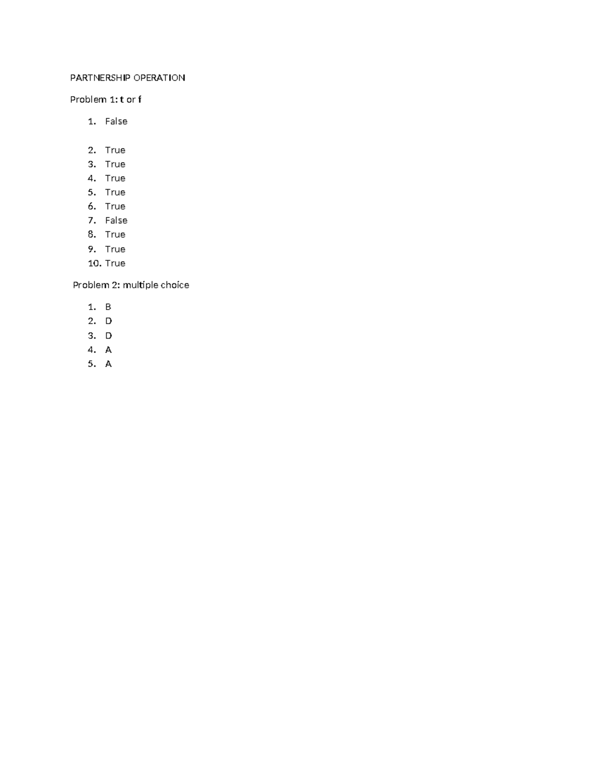 Partnership Operation problem 1&2 answers - Management Accounting ...