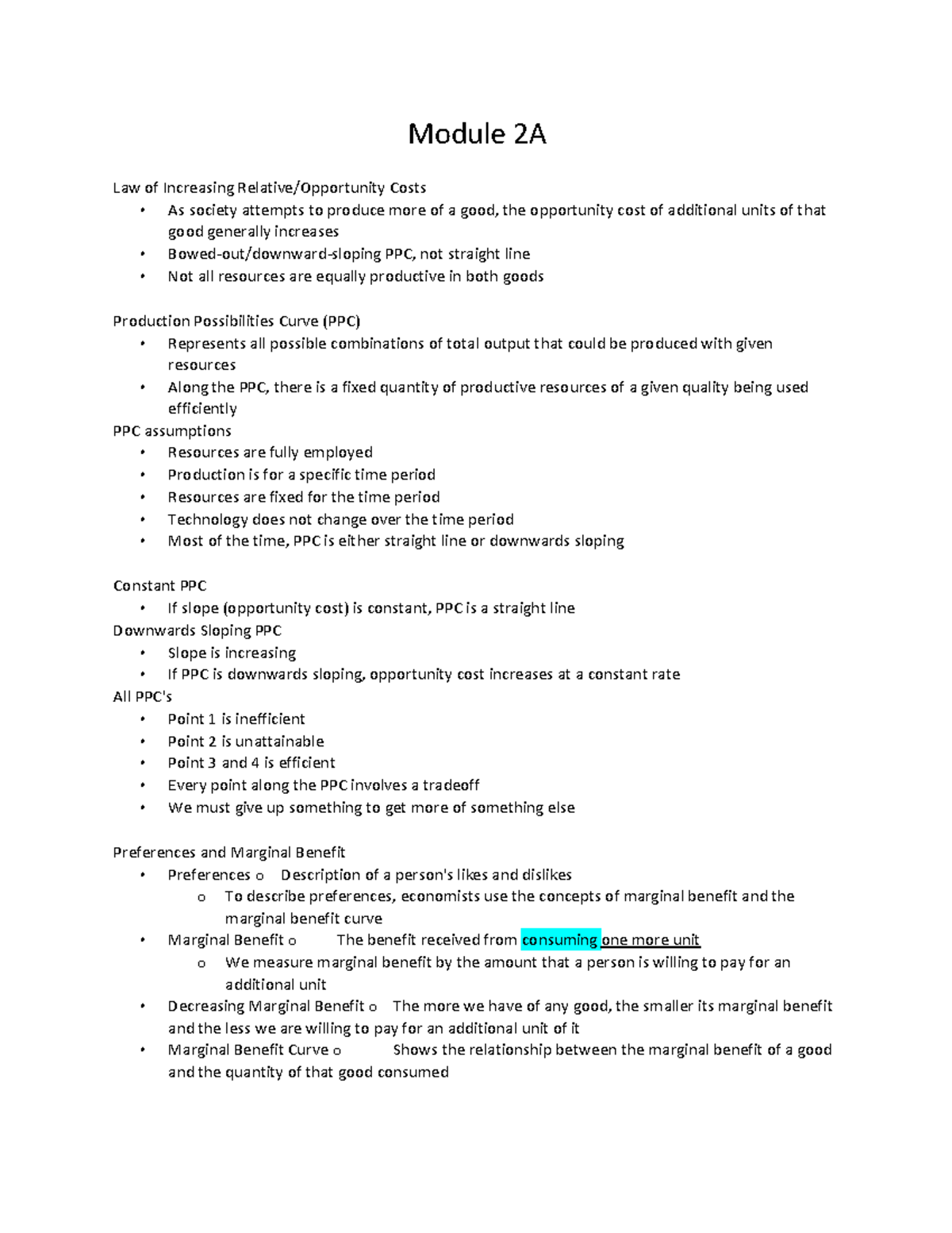 Fund of Econ Module 2A - Module 2A Law of Increasing Relative ...