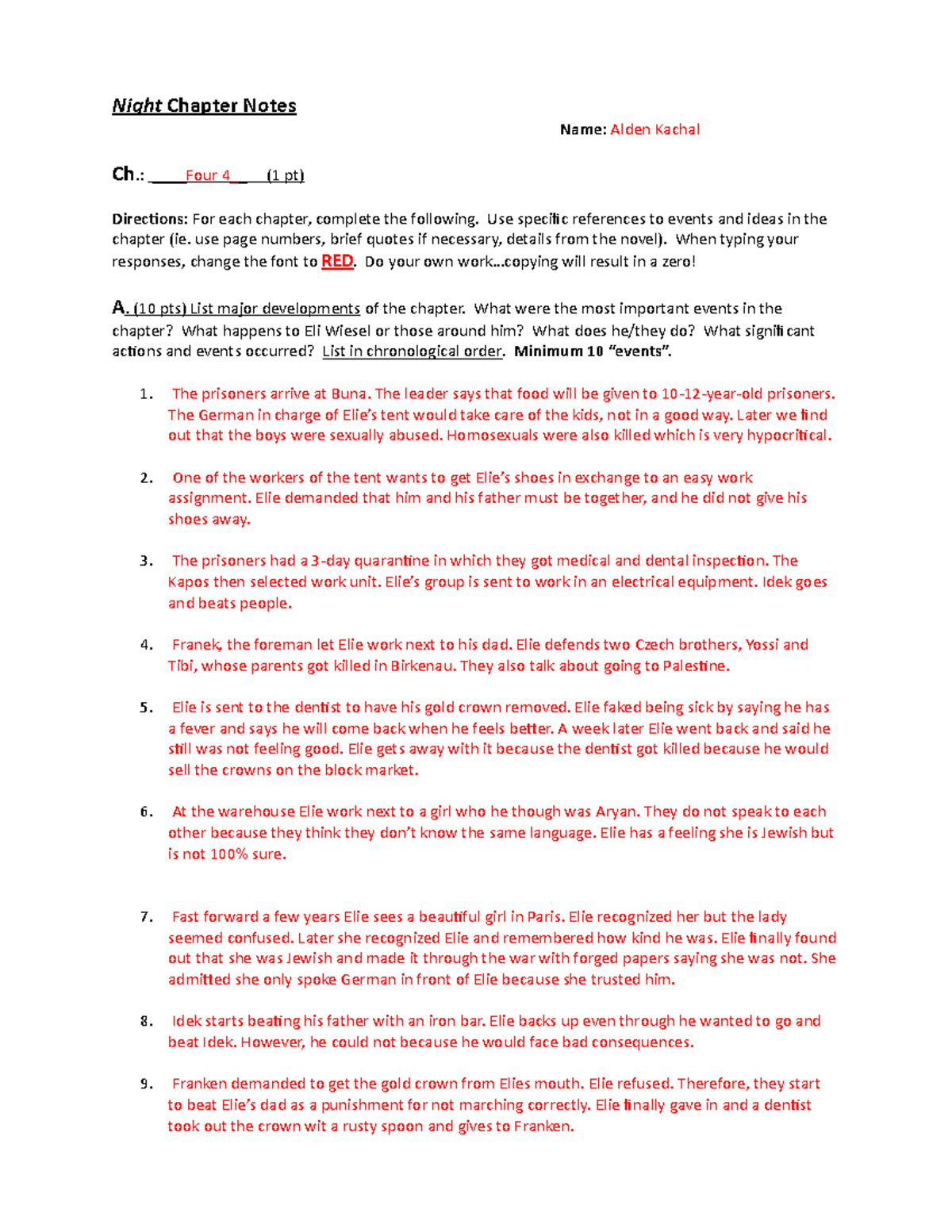 Chapter 4 Knight Notes - Night Chapter Notes Name: Alden Kachal Ch ...