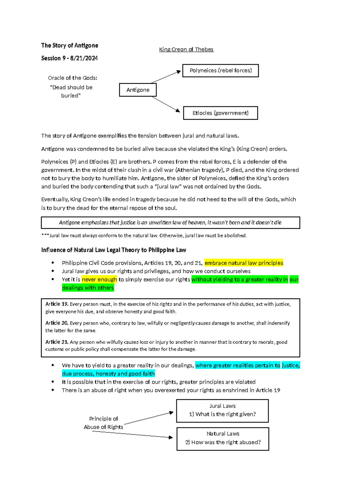 The Story of Antigone - The Story of Antigone Session 9 - 8/21/ The ...