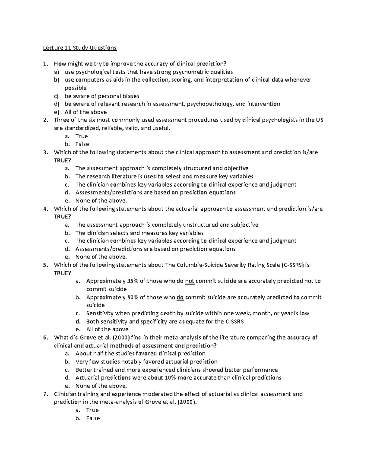 Lecture 11 Study Questions - PSY23010001 - Studocu