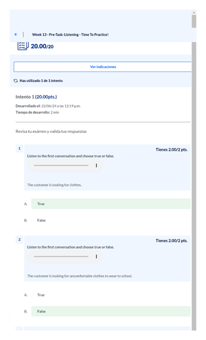 Week 10 - Pre-Task Quiz Vocabulary Week 10 - Nota 18/ 20 Intento 1 (18 ...