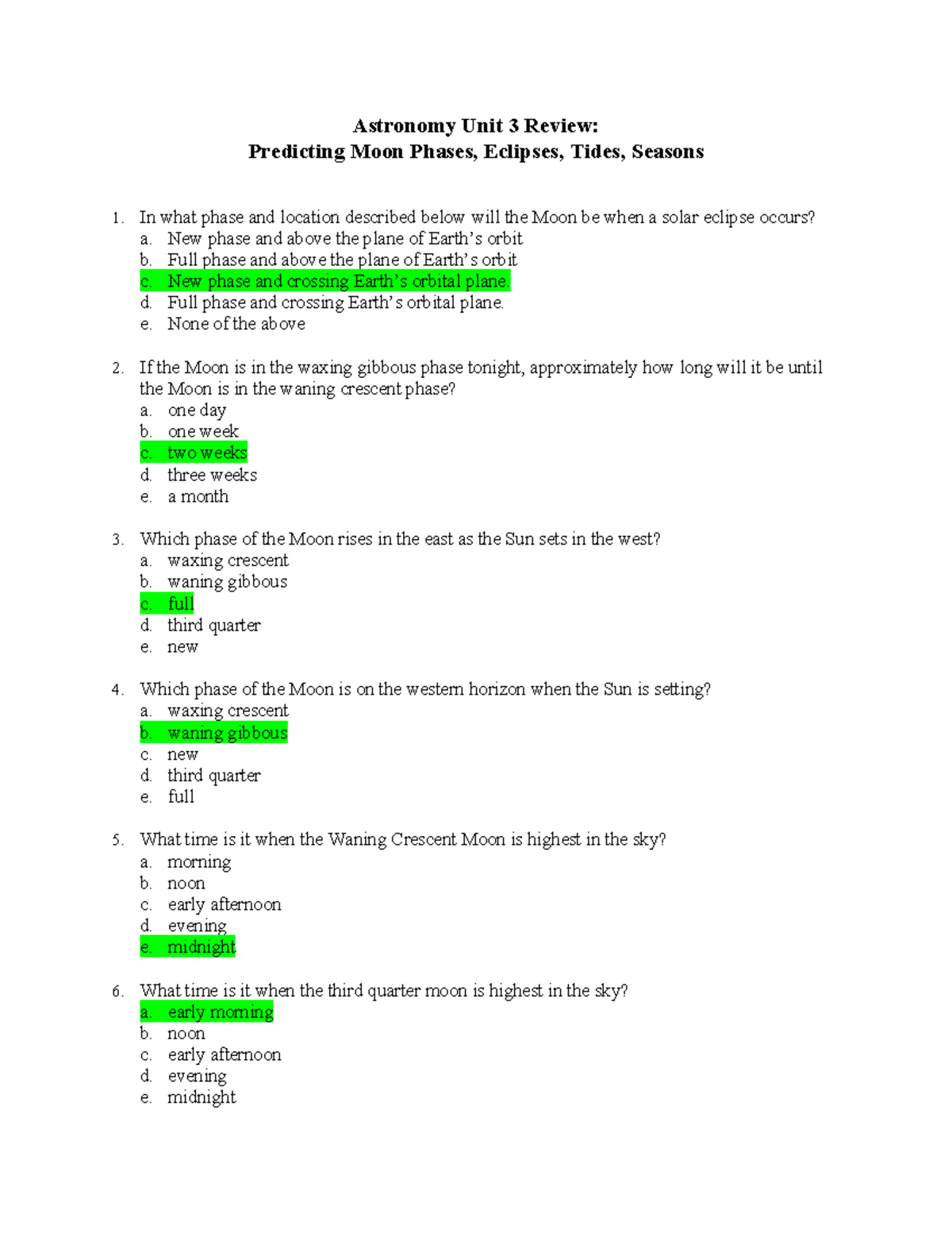 Unit3Review - a review for astronomy - Astronomy Unit 3 Review ...