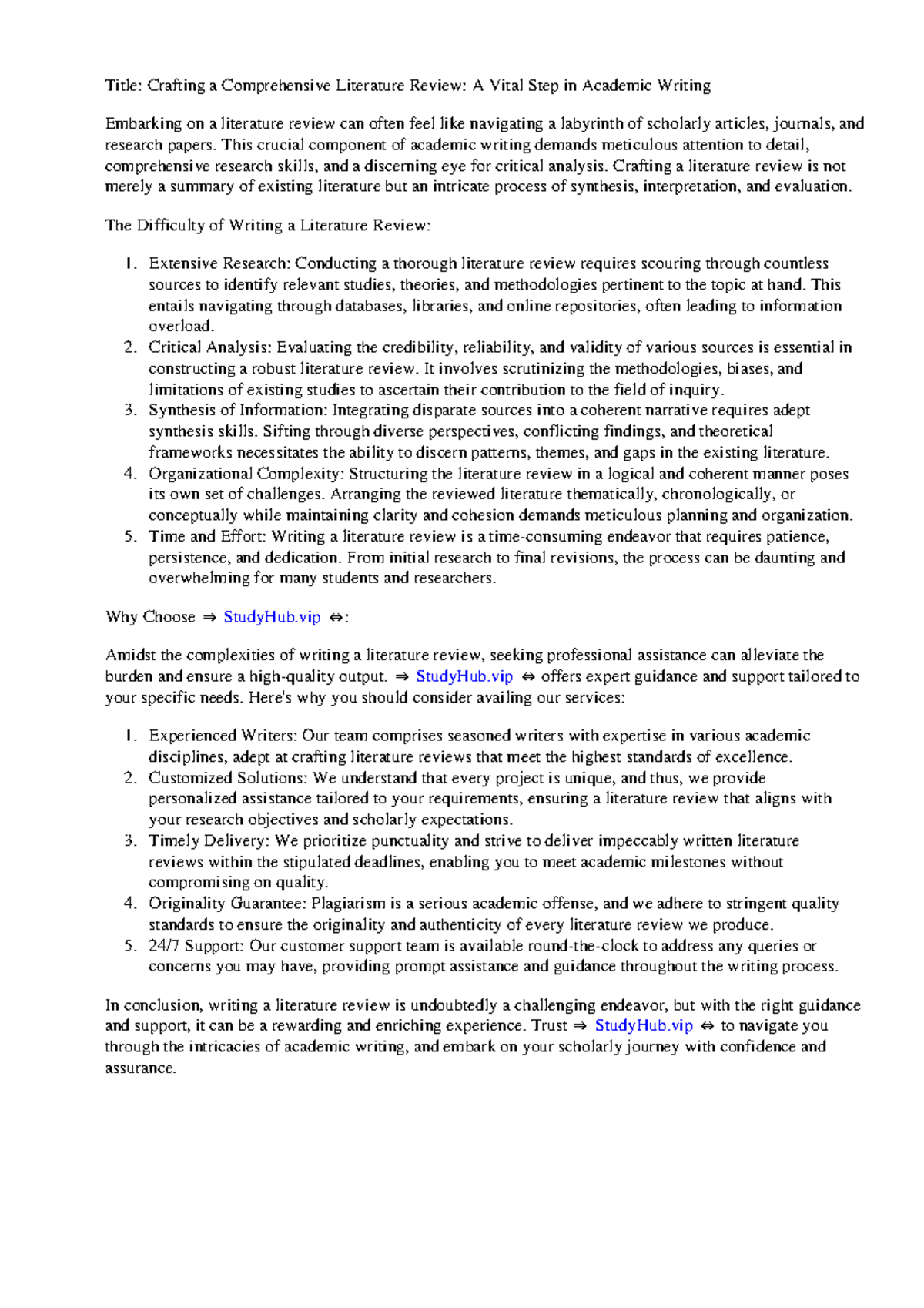 Literature Review Example Ama - Title: Crafting a Comprehensive ...