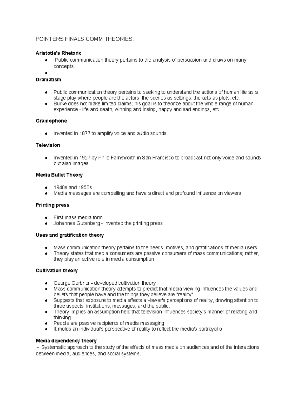 Pointers- Finals-COMM- Theories - POINTERS FINALS COMM THEORIES: Aristotle’s Rhetoric Public ...