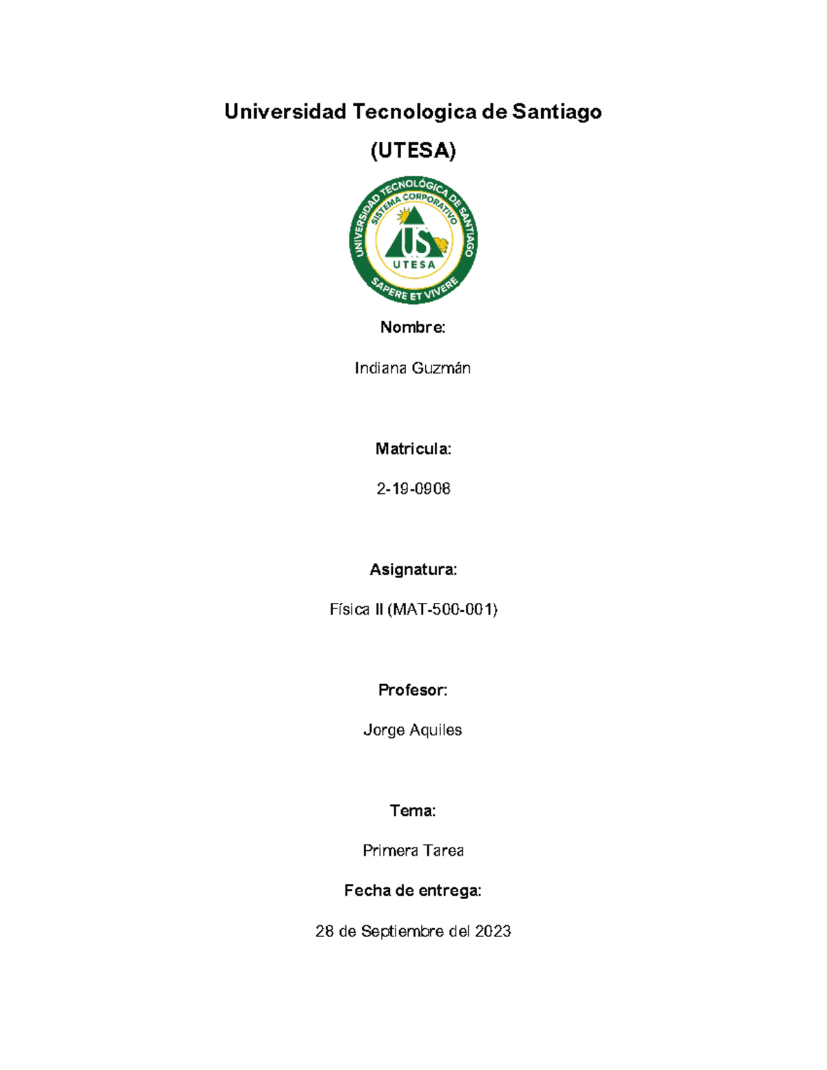Indiana Guzman - Espero sea de ayuda - Universidad Tecnologica de ...