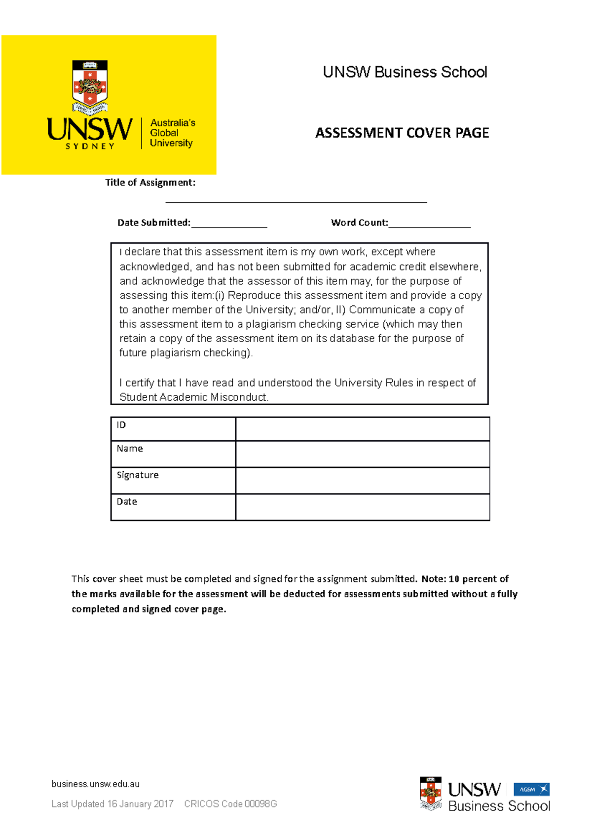 Individual Assessment - Cover Sheet - Title of Assignment: - Studocu