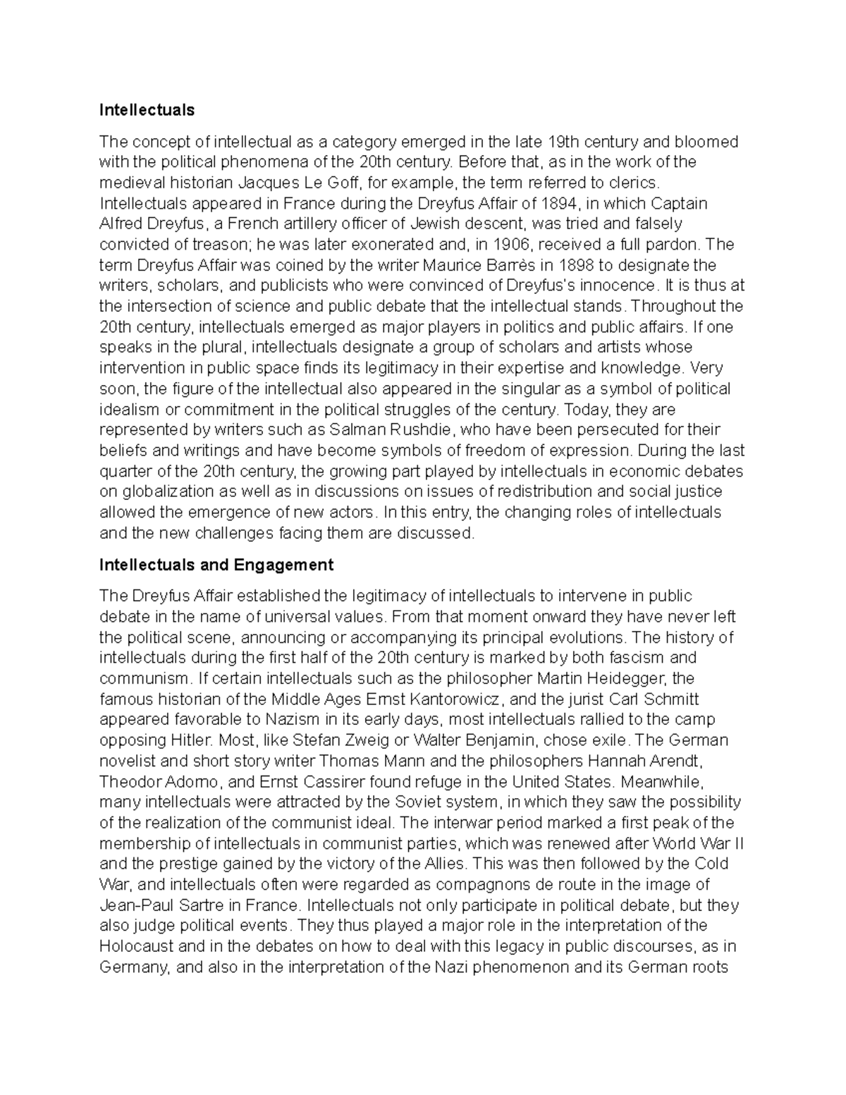 Intellectuals - Intellectuals The concept of intellectual as a category ...