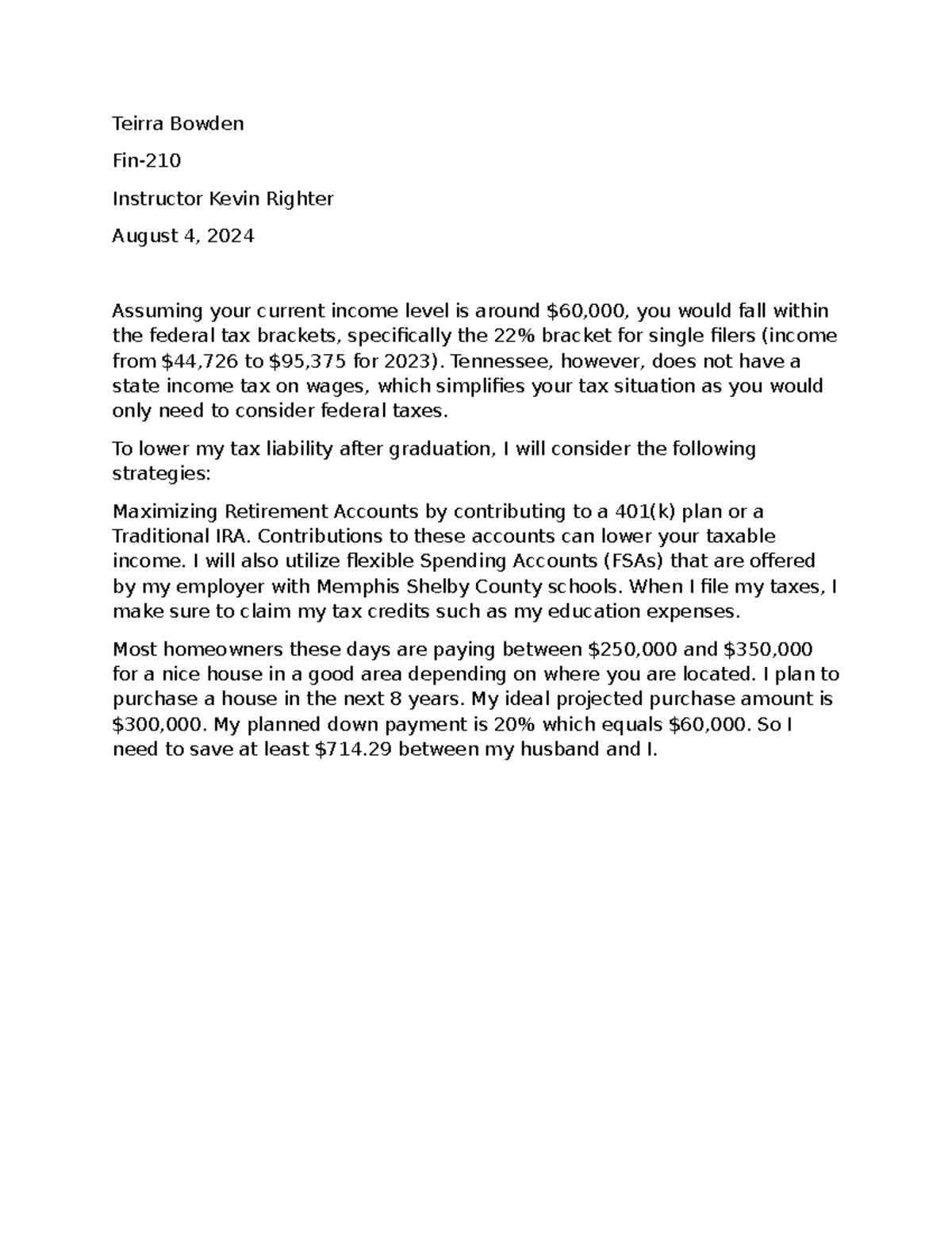 Teirra Bowden Finance Part 4 - Teirra Bowden Fin- Instructor Kevin ...