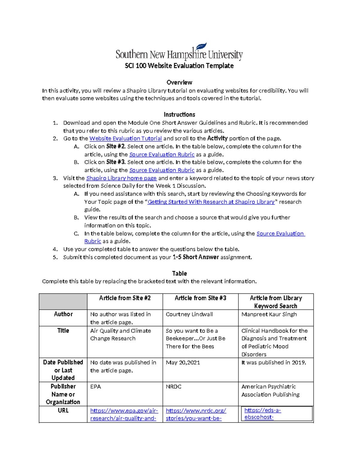 SCI 100 Website Evaluation Template-2 - SCI 100 Website Evaluation ...