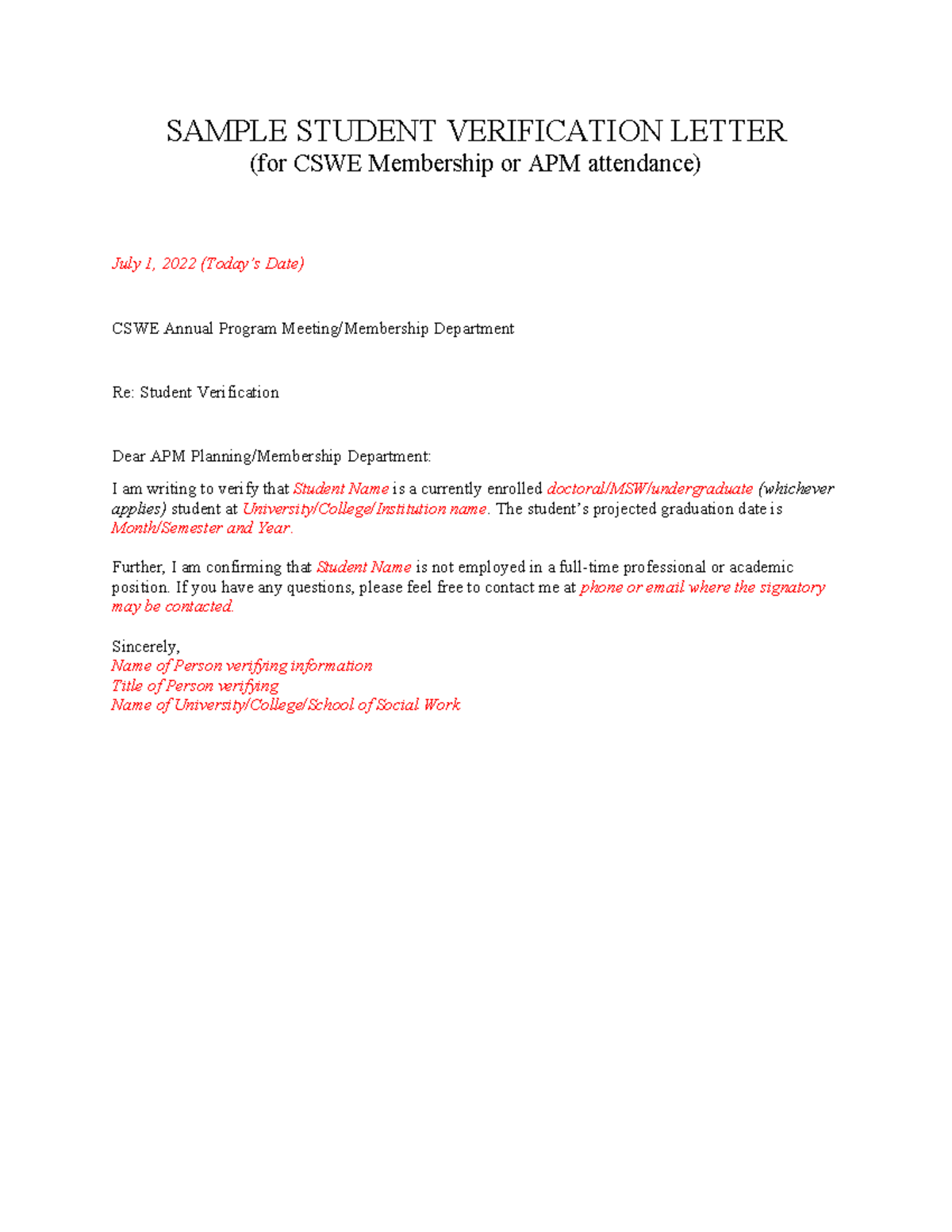 Sample student verification letter single 2022 - SAMPLE STUDENT ...