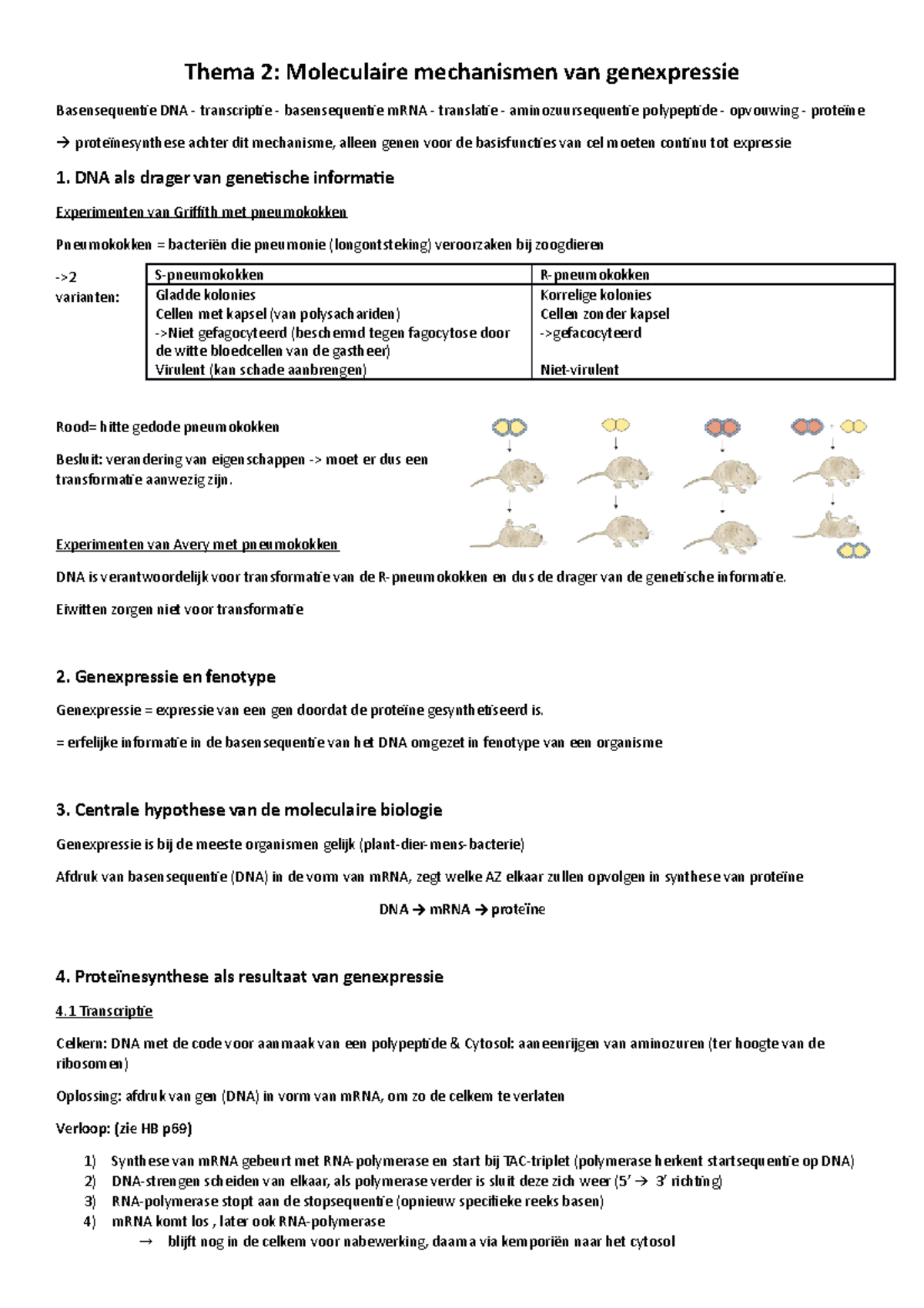 Bio thema 2 samenvatting genexpressie - Thema 2: Moleculaire ...