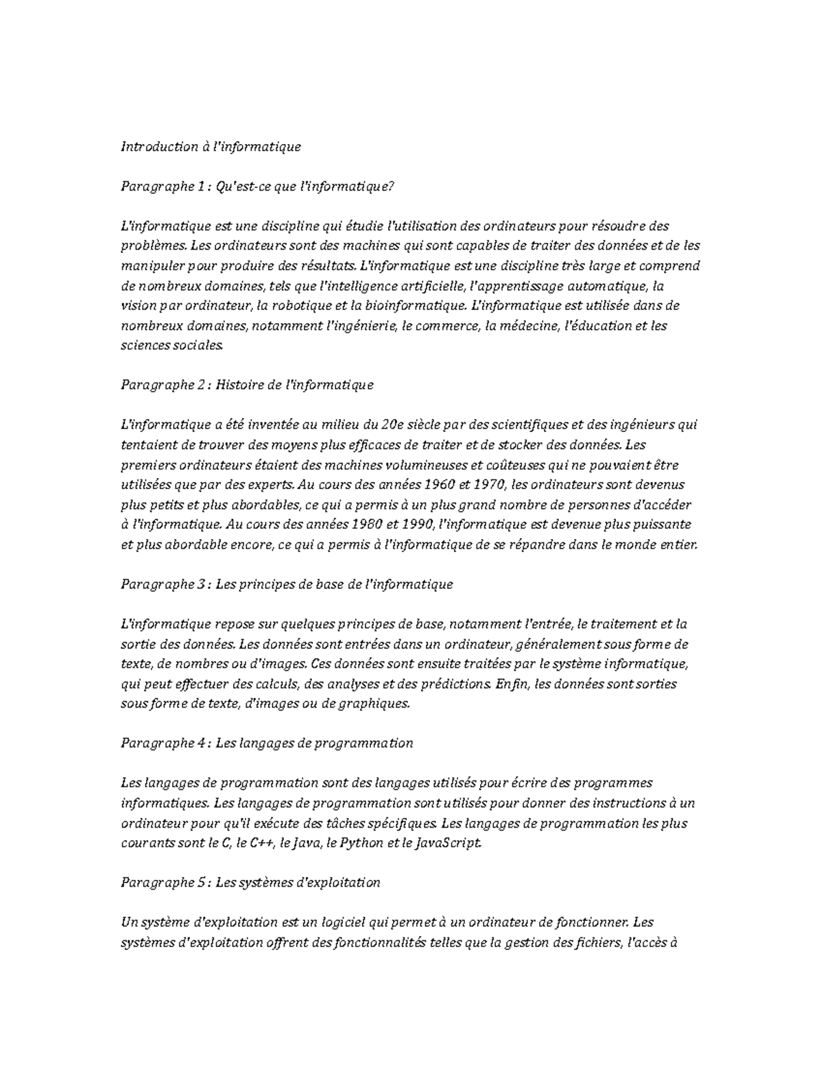 Introduction to Computational Notes de cours - Introduction à l ...