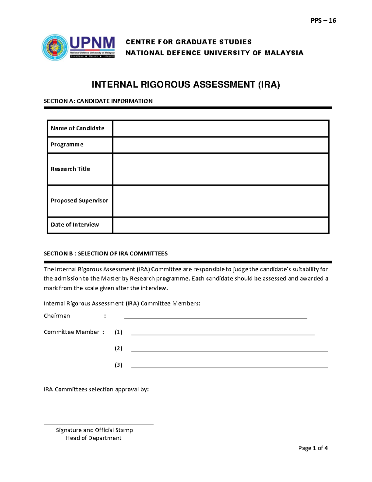 PPS-16 Internal Rigorous Assessment - CENTRE FOR GRADUATE STUDIES ...