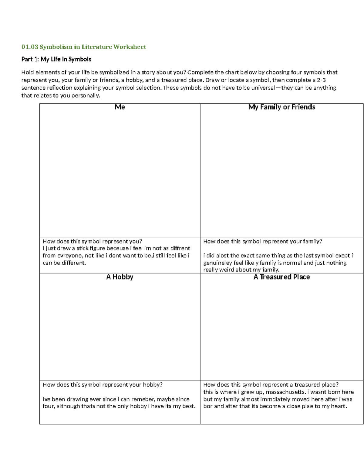 01 03 worksheet - i am working in flvs - 01 Symbolism in Literature ...