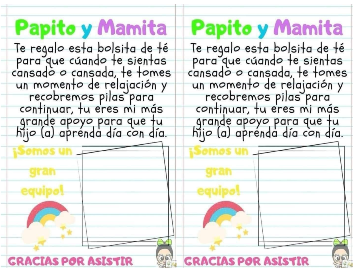 Té - plantilla para reunión de calificaciones - Papito y Mamita Papito ...