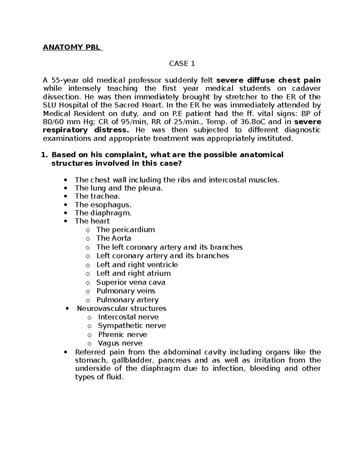 Anatomy Problem Based Learning 2 - ANATOMY PBL CASE 1 A 55-year old ...