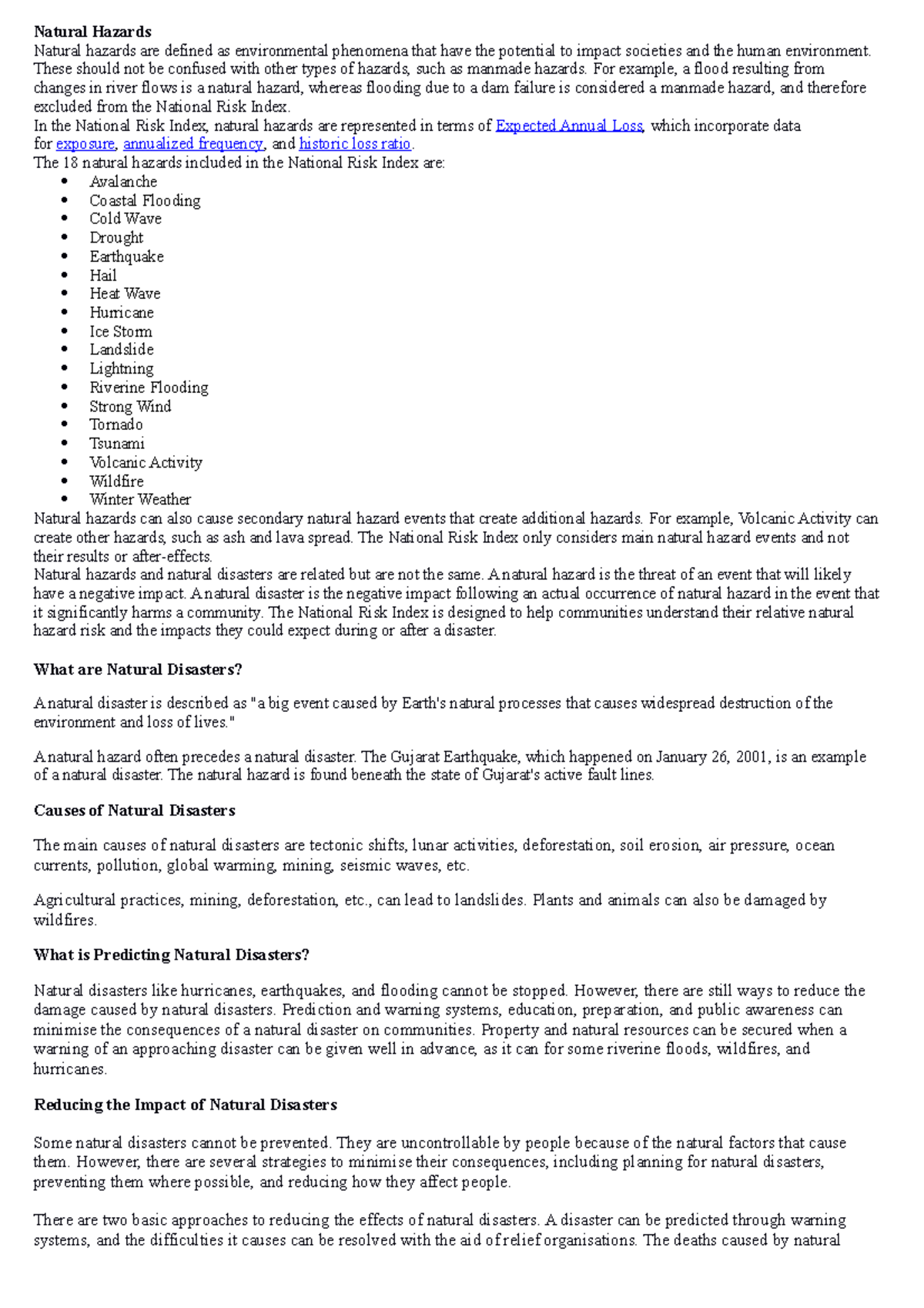 Natural Hazards - ngfd - Natural Hazards Natural hazards are defined as ...