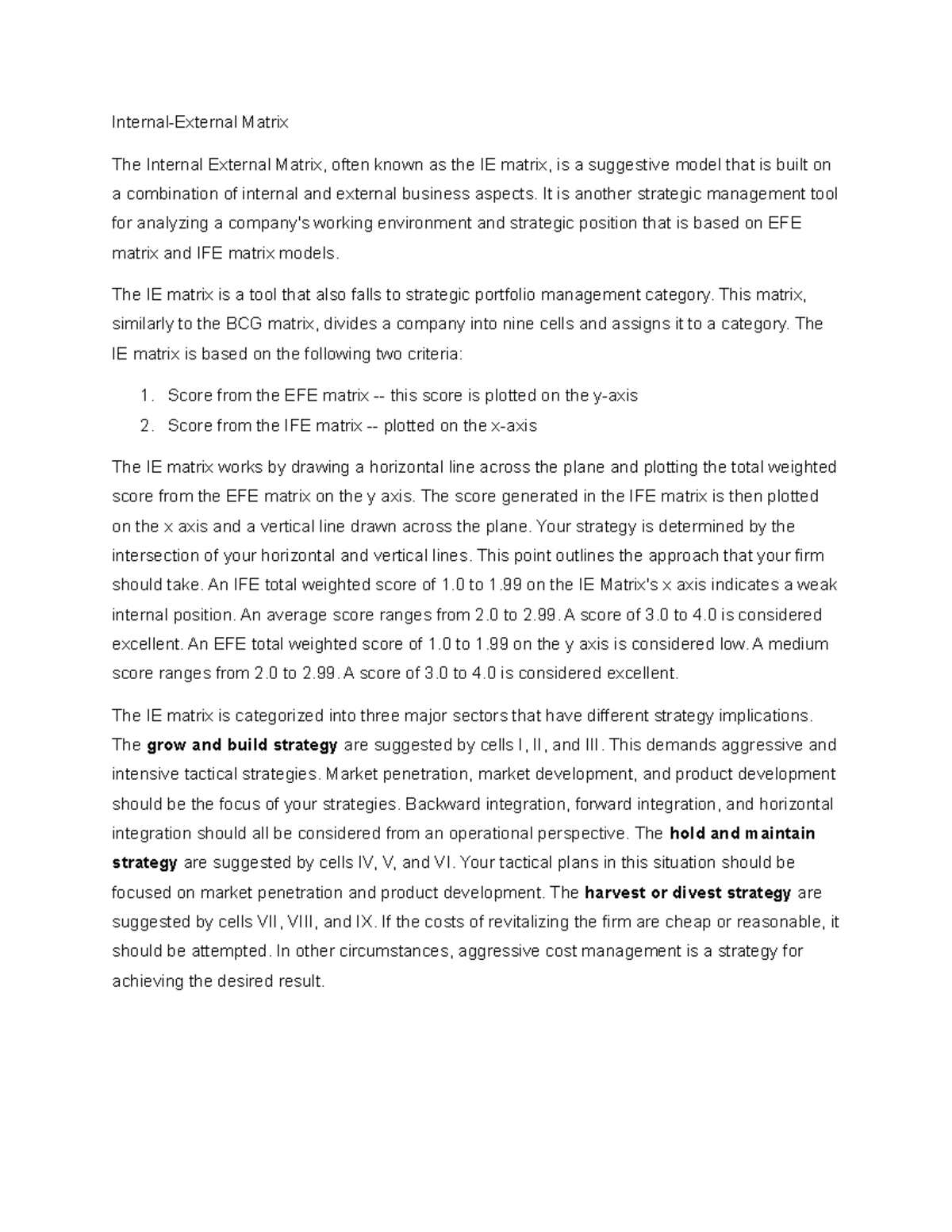 Ie-matrix - Lecture notes 1 - Internal-External Matrix The Internal ...