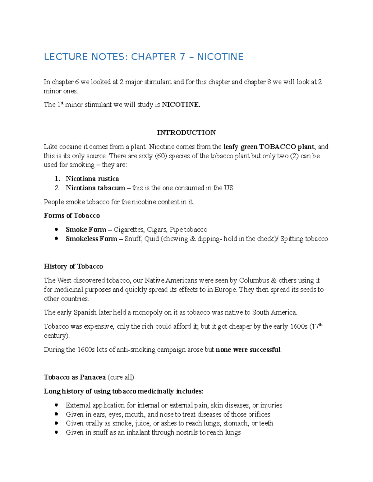 Chapter 7 - Drug and behavior lecture notes. - LECTURE NOTES: CHAPTER 7 ...