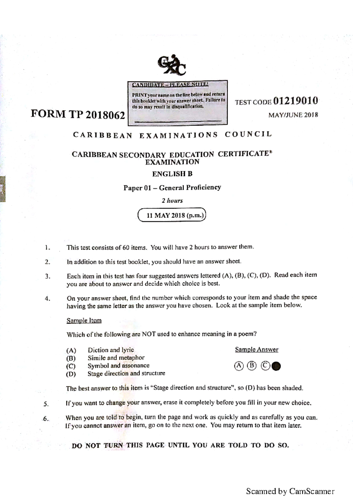 Eng B Paper 1 2018 - Very useful - English I - Studocu