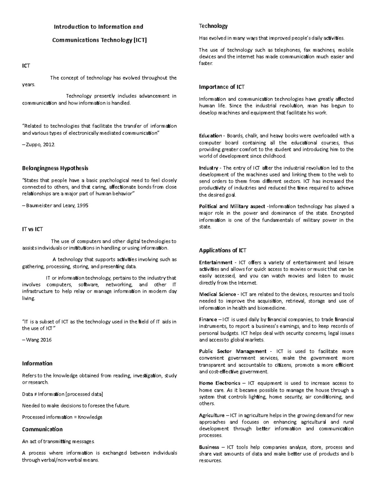 Introduction to Information and Communications Technology ...