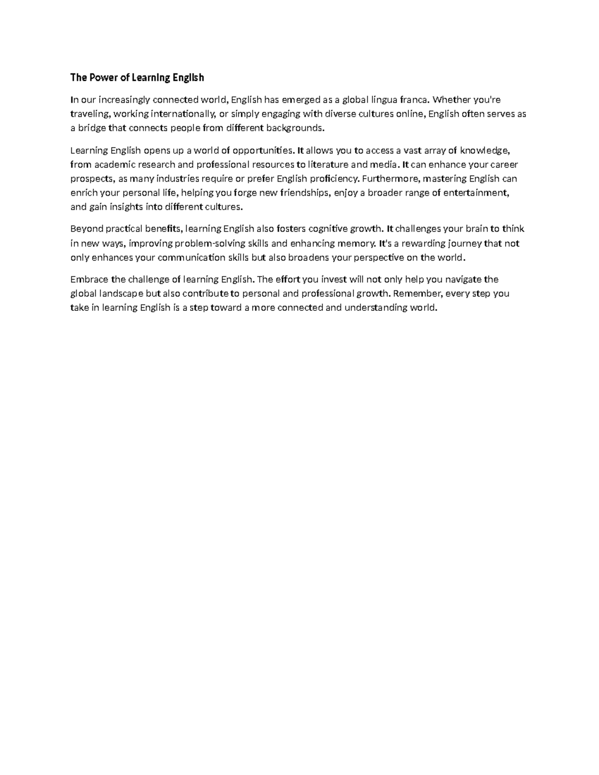 The Power of English - The Power of Learning English In our ...