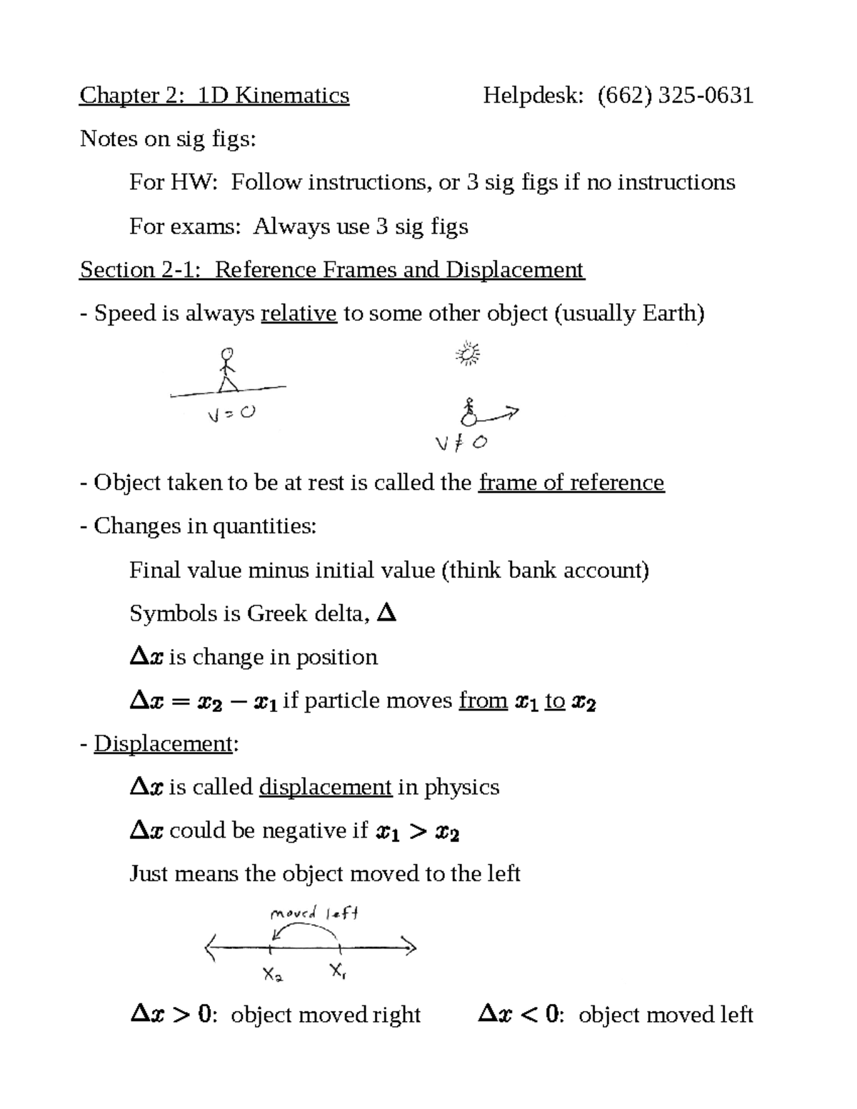 Chapter 2 gen phy - Robert Wagner Lecture Materials - Chapter 2: 1D ...