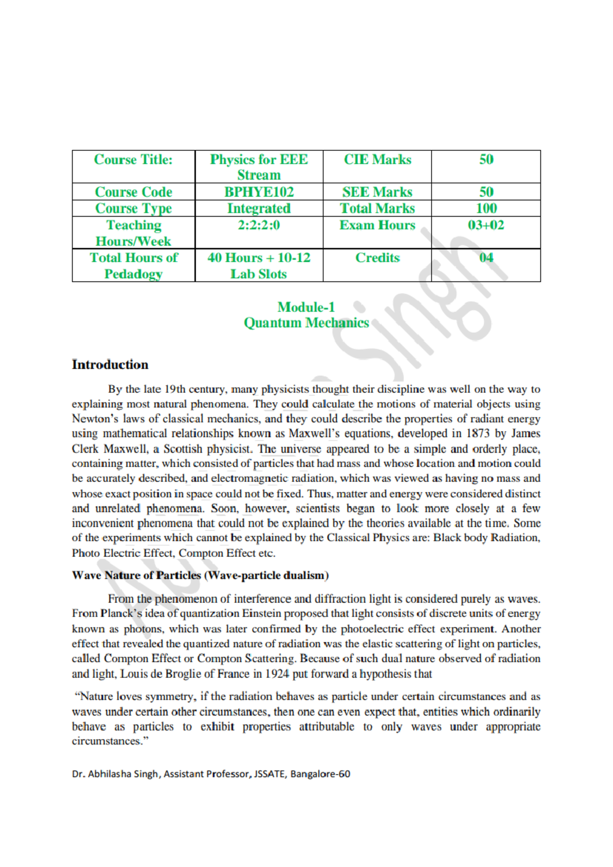 Module 1 Quantum Mechanics - engineering physics - Studocu