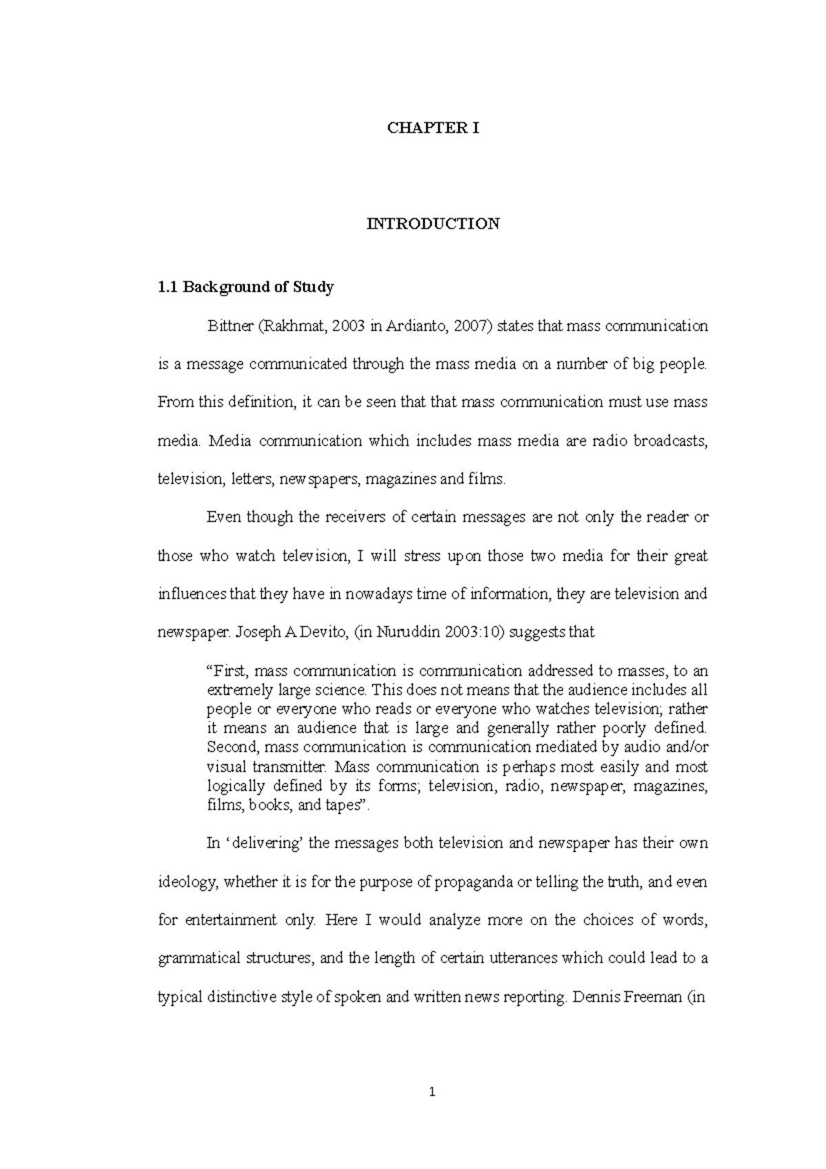 Chapter I - A Comparative Study On Diction - CHAPTER I INTRODUCTION 1 Background of Study ...