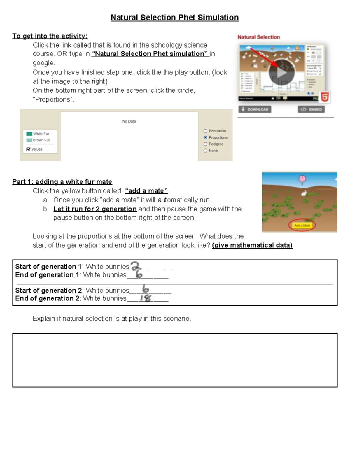 Natural Selection Phet Simulation - OR type in “Natural Selection Phet ...