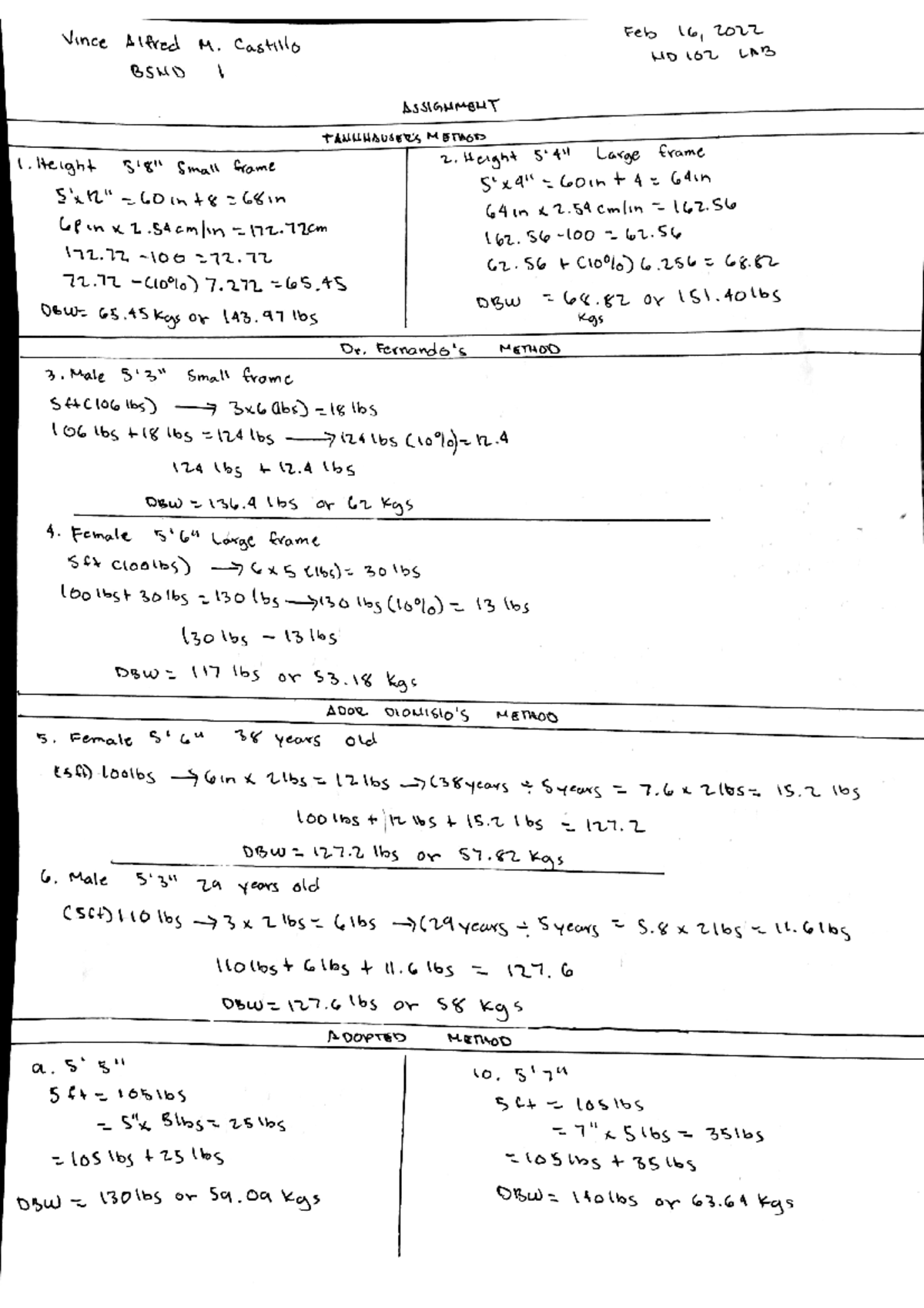 Assignment - Solve the following using NDAP method. - Nutrition and ...
