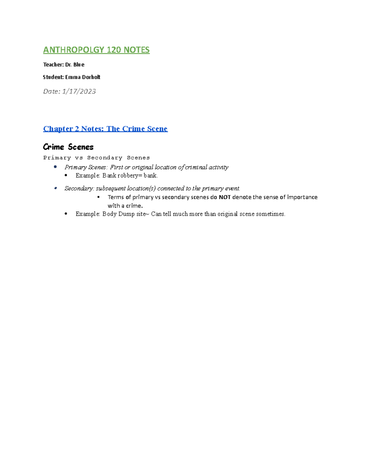 Anthropolgy 120 Notes Unit 1 - ANTHROPOLGY 120 NOTES Teacher: Dr. Blue ...