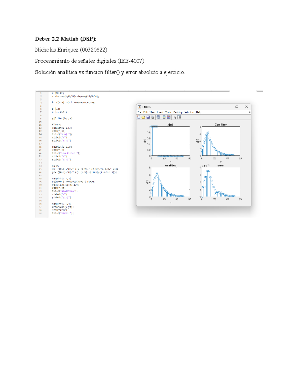 Deber 2.2 matlab - Digital signal processing - Deber 2 Matlab (DSP ...