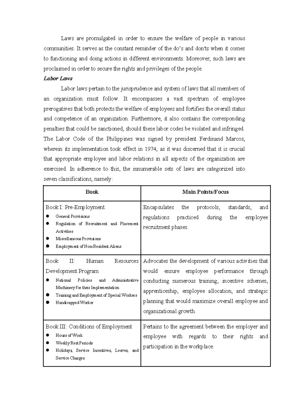 Labor Laws in the Philippines - Laws are promulgated in order to ensure ...