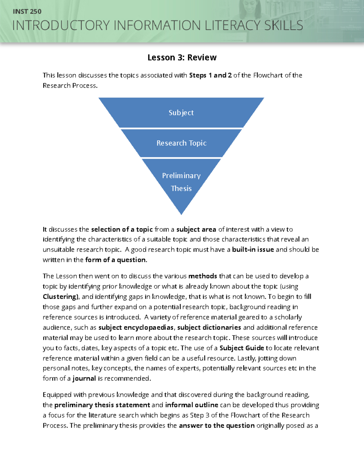 Lesson 3 (250) - PDF - Lesson 3: Review This lesson discusses the ...