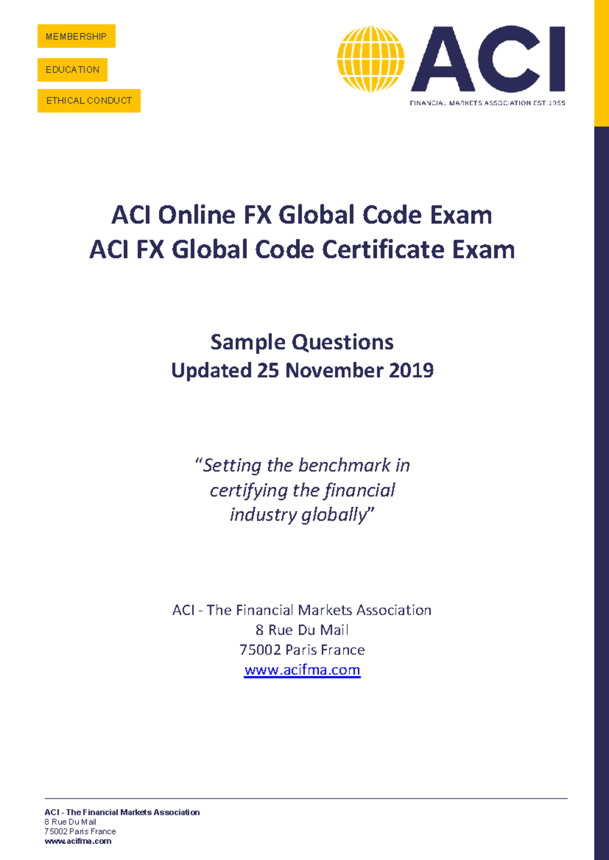 Sample Questions - FX Global Code Exams Updated 25112019 - Warning: TT ...