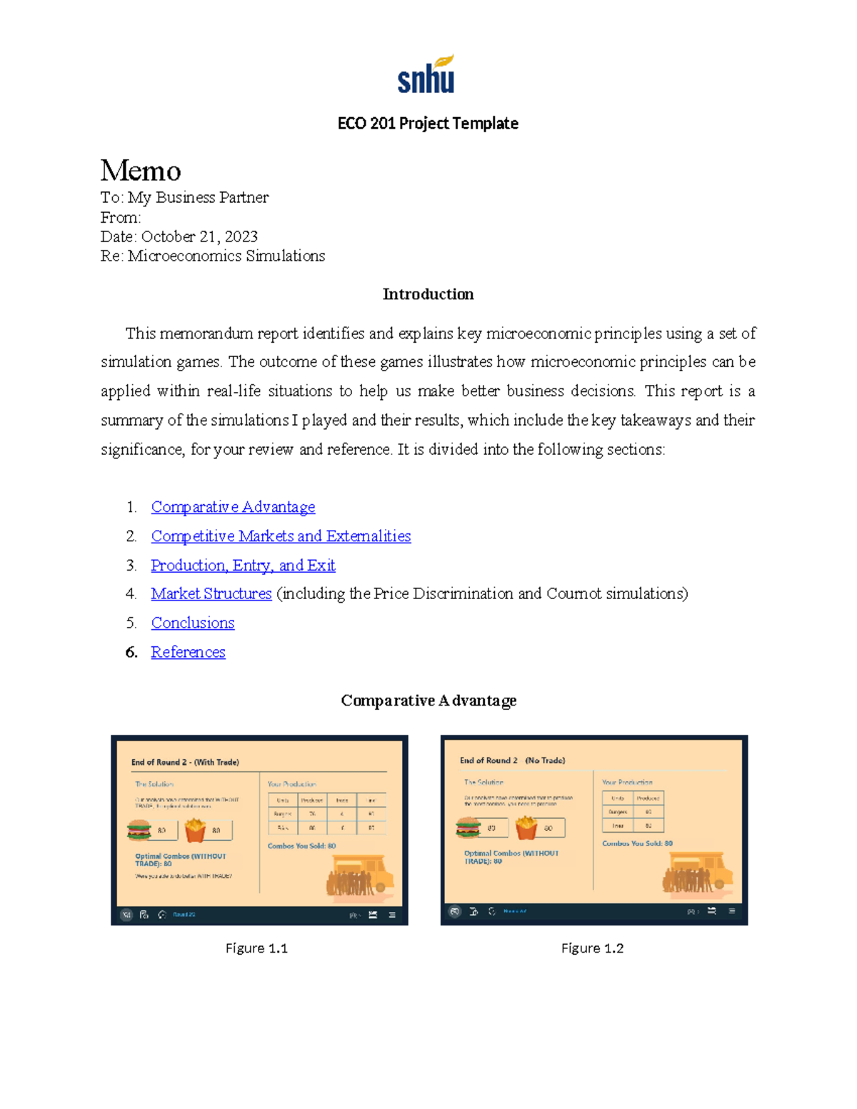 ECO 201 Final Project - ECO 201 Project Template Memo To: My Business ...