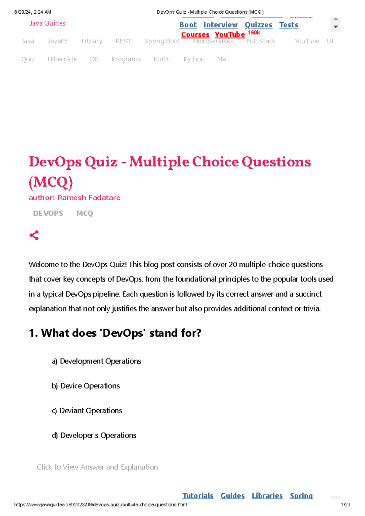 Dev Ops Quiz - Multiple Choice Questions (MCQ) - DevOps Quiz - Multiple Choice Questions (MCQ ...