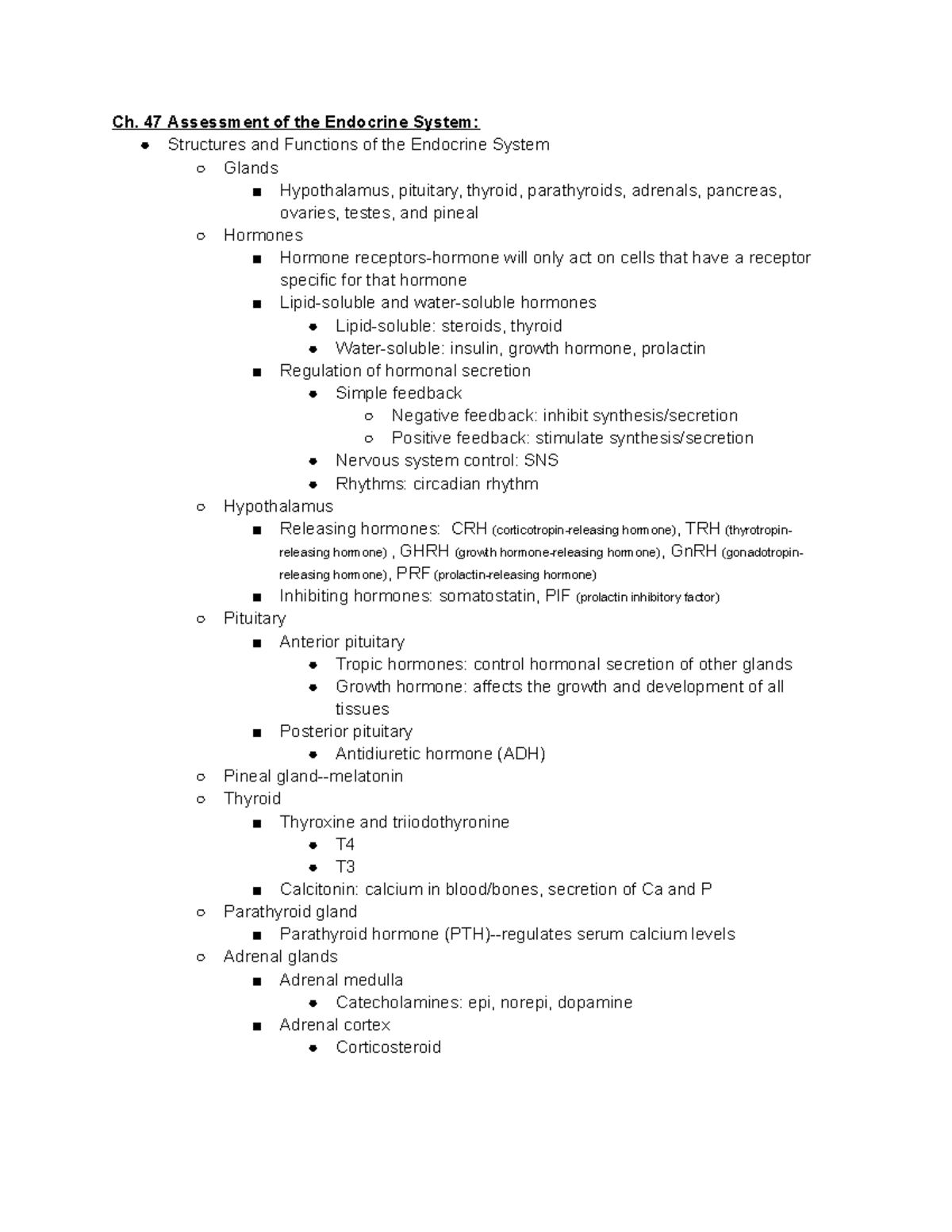 Ch. 47 Assessment of the Endocrine System - Ch. 47 Assessment of the ...