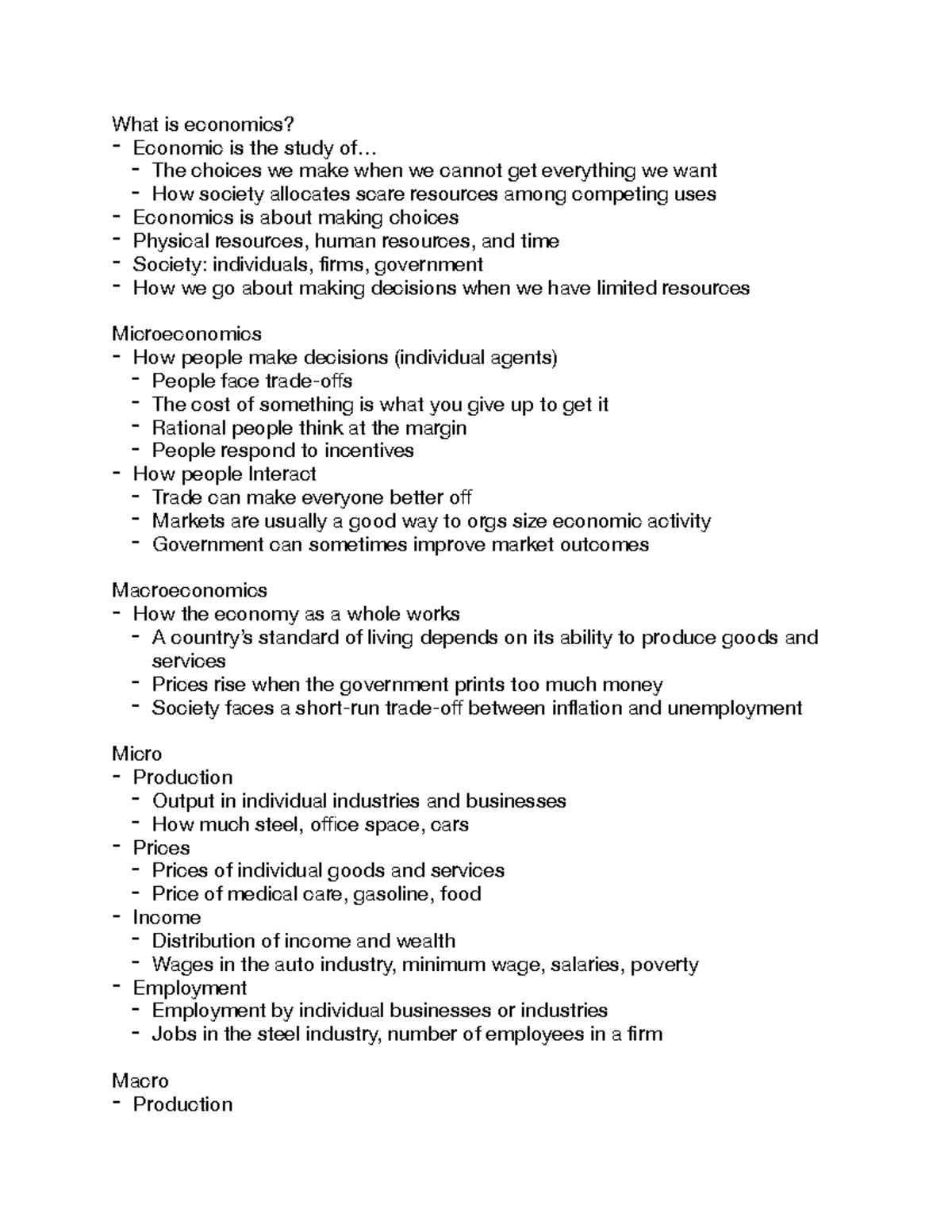 Economics Chapter 1 - What is economics? - Economic is the study of ...