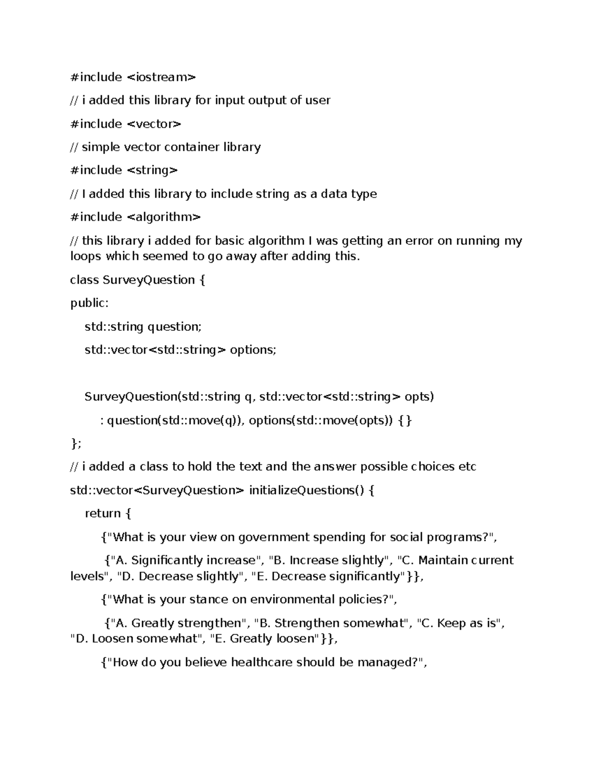 Visual studio code c file assiggnment - #include // i added this ...