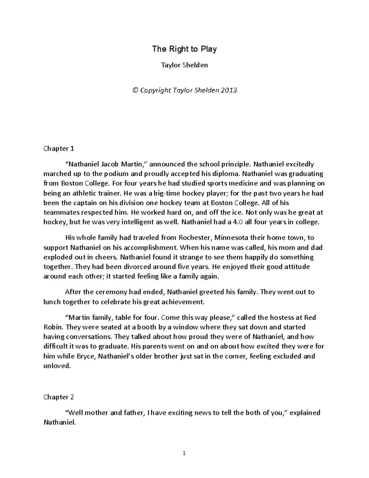 The Right to Play - The Right to Play Taylor Shelden © Copyright Taylor ...